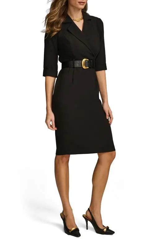 Donna Karan New York Belted Faux Wrap Sheath Dress