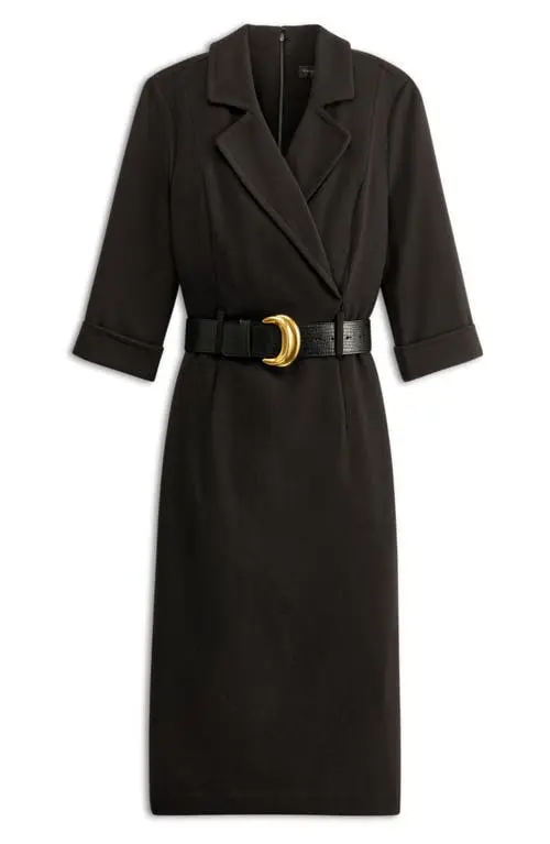 Donna Karan New York Belted Faux Wrap Sheath Dress