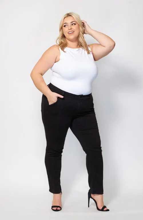 SLINK JEANS Mid-rise Cigarette Leg Jeans - Black