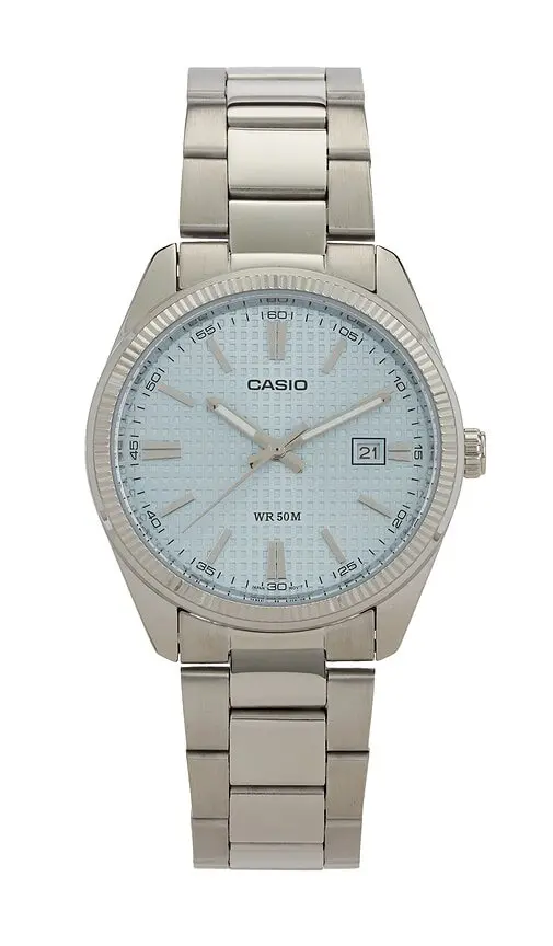 Casio Analog Watch - Silver & Light Blue