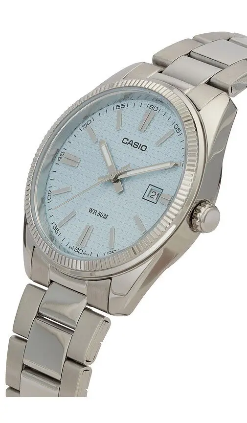 Casio Analog Watch - Silver & Light Blue