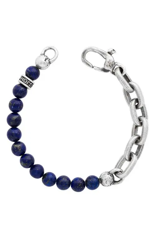 John Varvatos Lapis Lazuli Bead & Chain Link Bracelet - Silver
