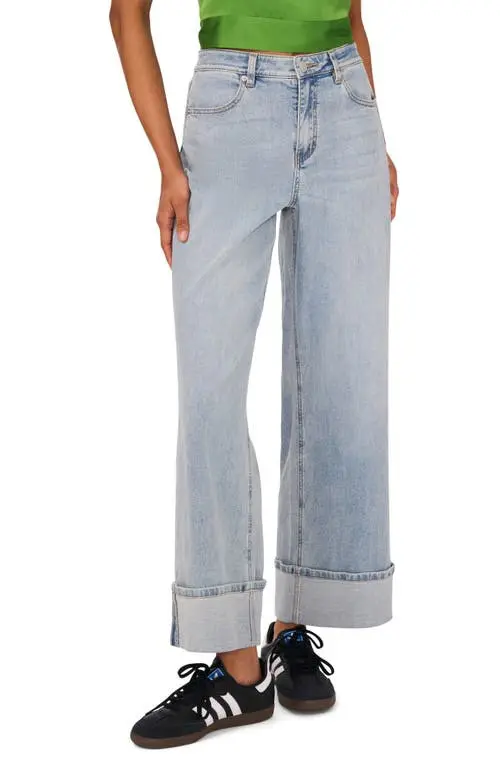 1.State High-waist Wide-leg Cuffed Jeans