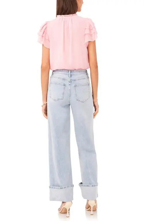 1.State High-waist Wide-leg Cuffed Jeans