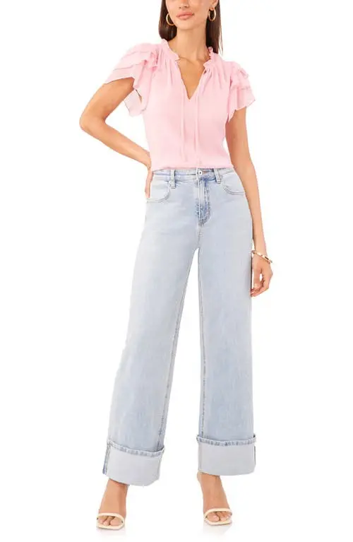 1.State High-waist Wide-leg Cuffed Jeans