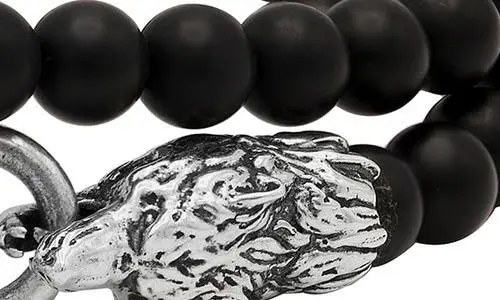 John Varvatos Wolf Beaded Onyx Wrap Bracelet