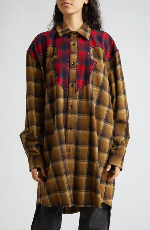 Maison Margiela X Pendleton Plaid Wool Flannel Shirt In Olive