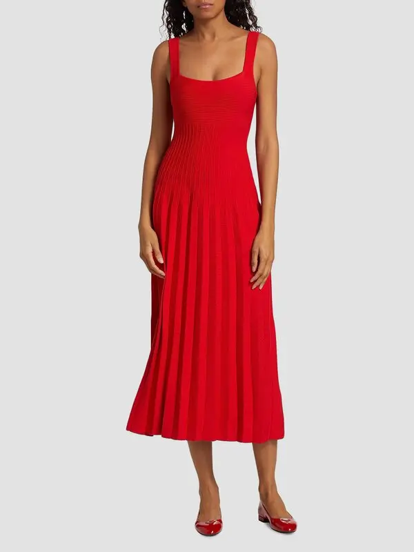 Staud Ellison Rib-knit Sleeveless Midi-dress - Red Rose