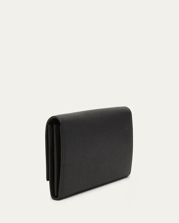 FERRAGAMO Gancino Flap Leather Wallet On Chain - Nero