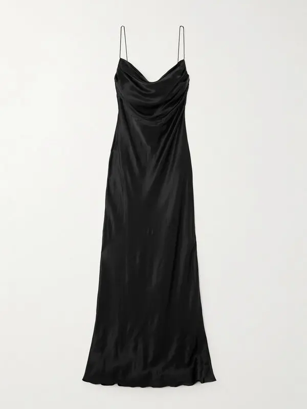 Michael Lo Sordo Draped Silk-satin Gown - Black