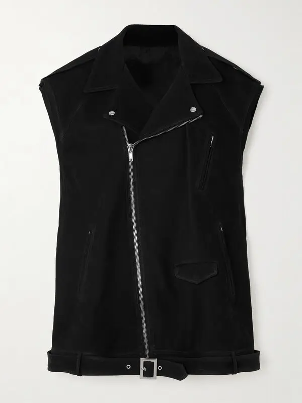 Rick Owens Belted Oversized Suede Biker Jacket