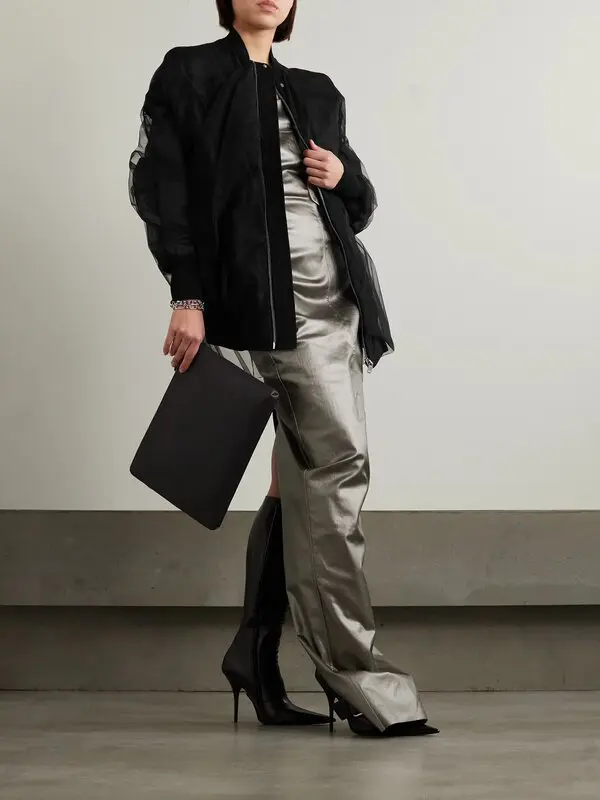 Rick Owens Gathered Mesh Bomber Jacket