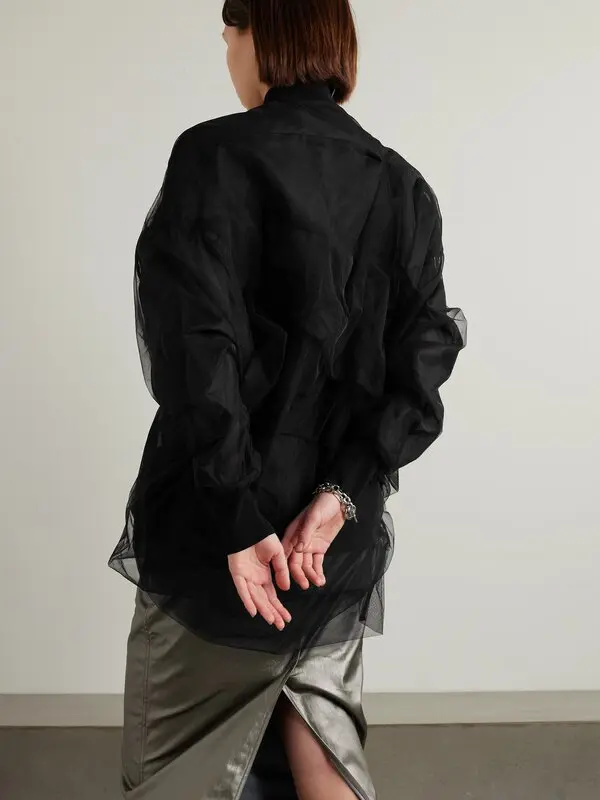Rick Owens Gathered Mesh Bomber Jacket
