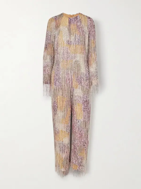 Ashish Fringed Embellished Georgette Jumpsuit - Multi