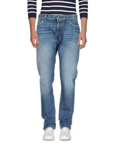 Dolce & Gabbana Straight-leg Jeans With Leather Trims - Blue