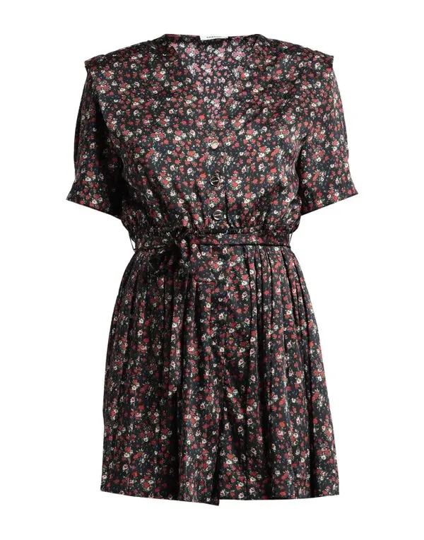 Sandro Floral Print Playsuit - Black