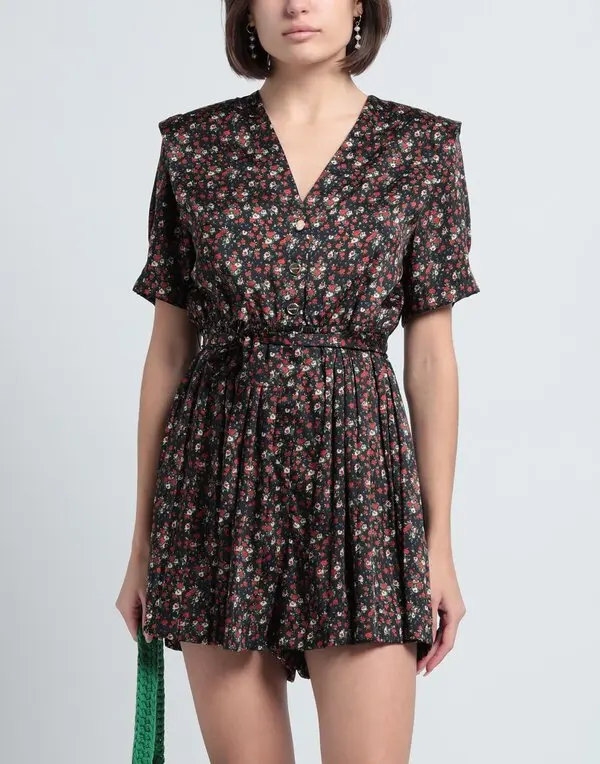 Sandro Floral Print Playsuit - Black