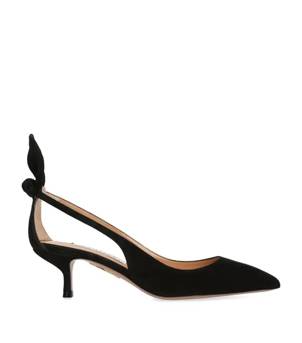 AQUAZZURA Suede Bow Tie Pumps 50 - Black