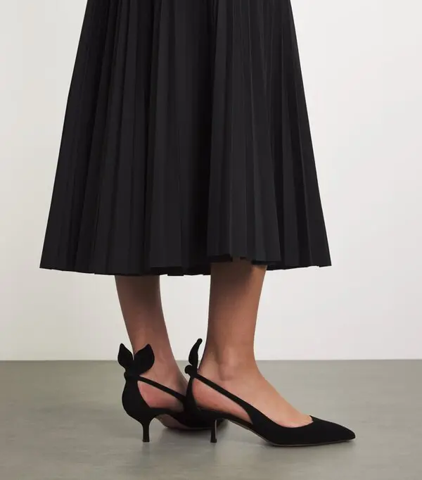 AQUAZZURA Suede Bow Tie Pumps 50 - Black