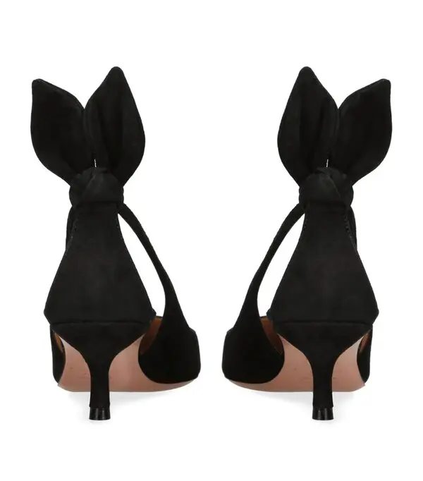AQUAZZURA Suede Bow Tie Pumps 50 - Black
