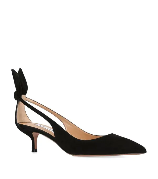 AQUAZZURA Suede Bow Tie Pumps 50 - Black