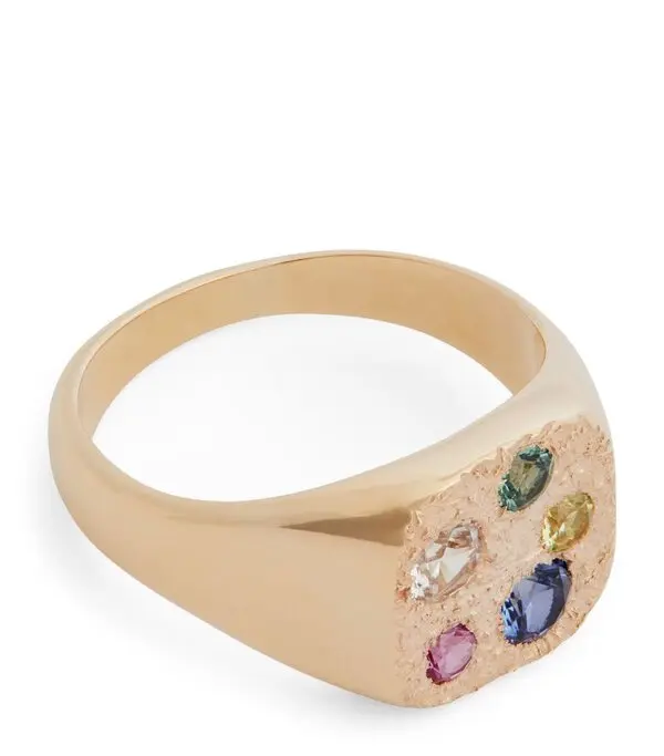 BLEUE BURNHAM Yellow And Sapphire Hanging Basket Signet Ring