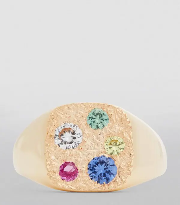 BLEUE BURNHAM Yellow And Sapphire Hanging Basket Signet Ring