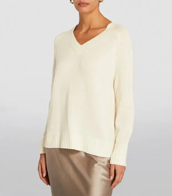 JOSEPH Open Cashmere V-neck Sweater - Ivory