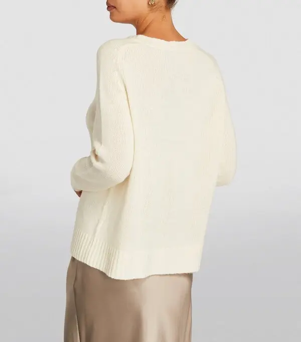 JOSEPH Open Cashmere V-neck Sweater - Ivory