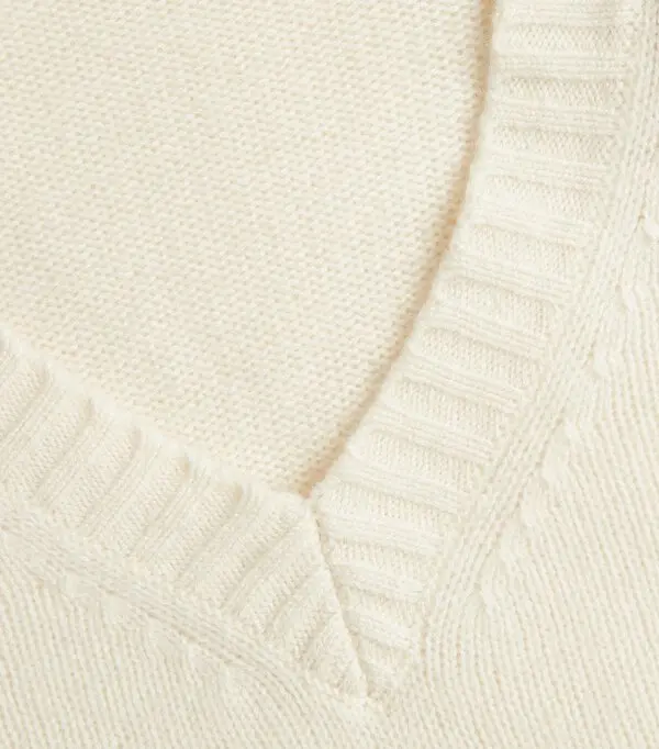 JOSEPH Open Cashmere V-neck Sweater - Ivory