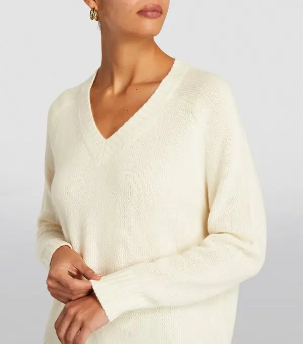 JOSEPH Open Cashmere V-neck Sweater - Ivory