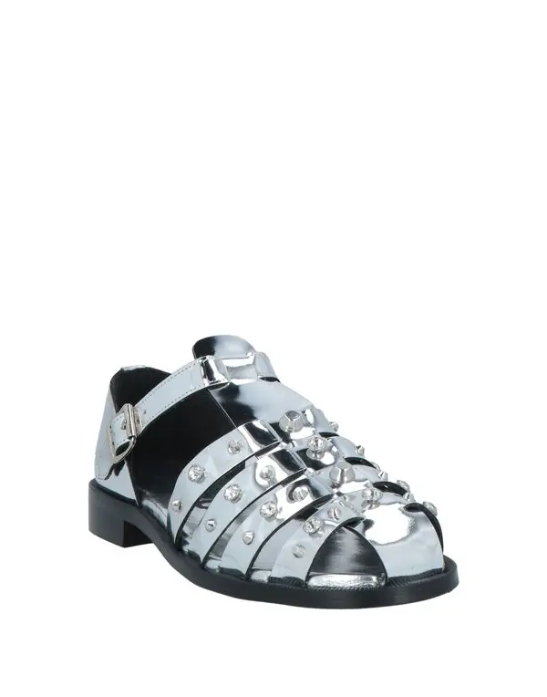 Sandro Leather Fisherman Sandals - Silver