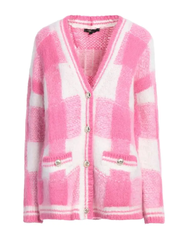 Maje Mohair-blend Checked Cardigan