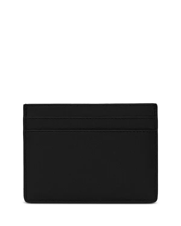 Saint Laurent Tiny Cassandre Card Case In Grained Leather - Black