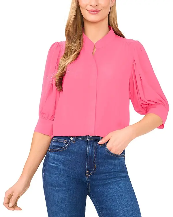 CECE DUPRAZ Open Collar Top - Raspberry