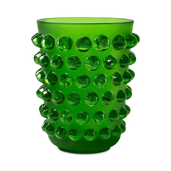 Lalique Mossi Crystal Vase - Amazon Green