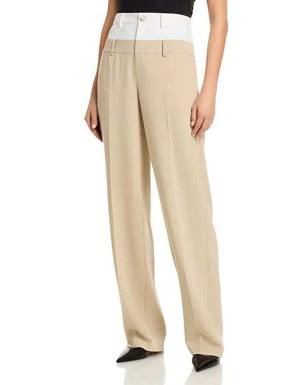 Cinq À Sept Dionne Mixed Media Pants - Khaki/white