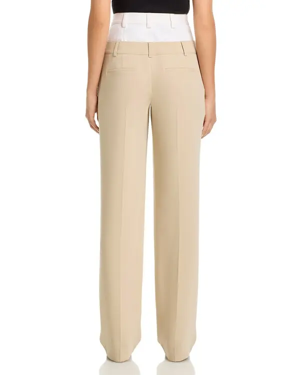 Cinq À Sept Dionne Mixed Media Pants - Khaki/white
