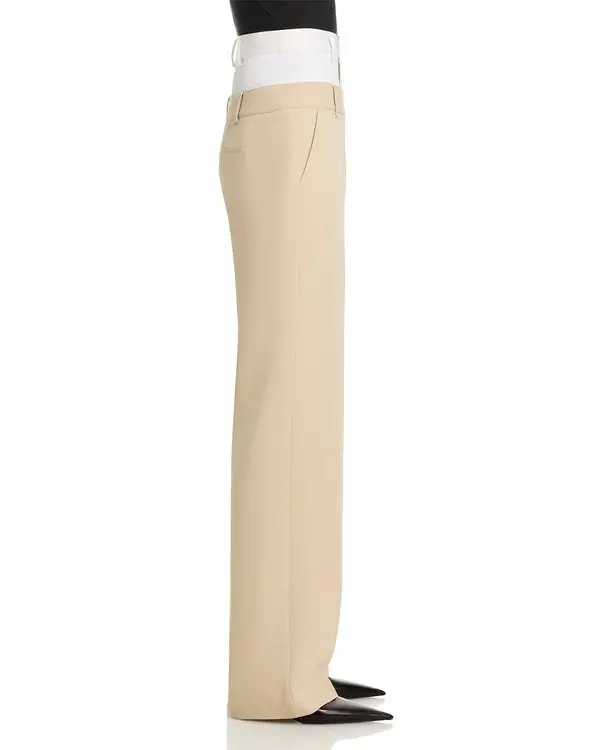 Cinq À Sept Dionne Mixed Media Pants - Khaki/white
