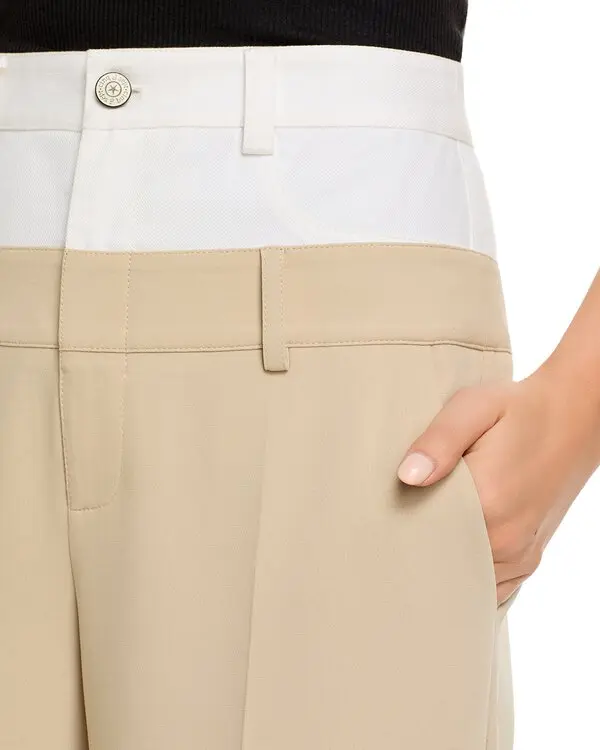Cinq À Sept Dionne Mixed Media Pants - Khaki/white