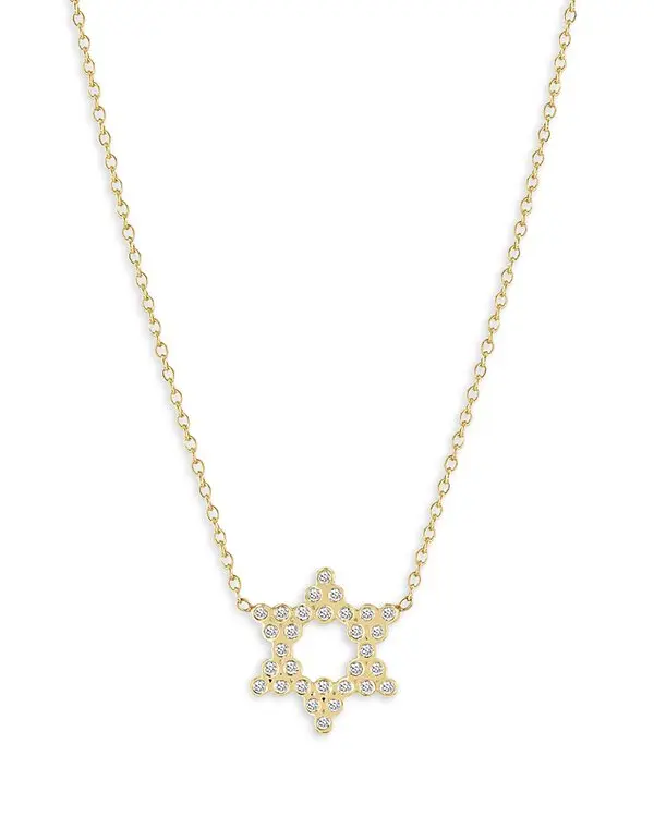 Zoe Chicco 14k Yellow Diamond Star Of David Pendant Necklace - Gold