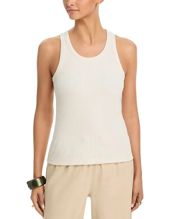 Vince Ribbed Scoop Neck Tank - Chalk