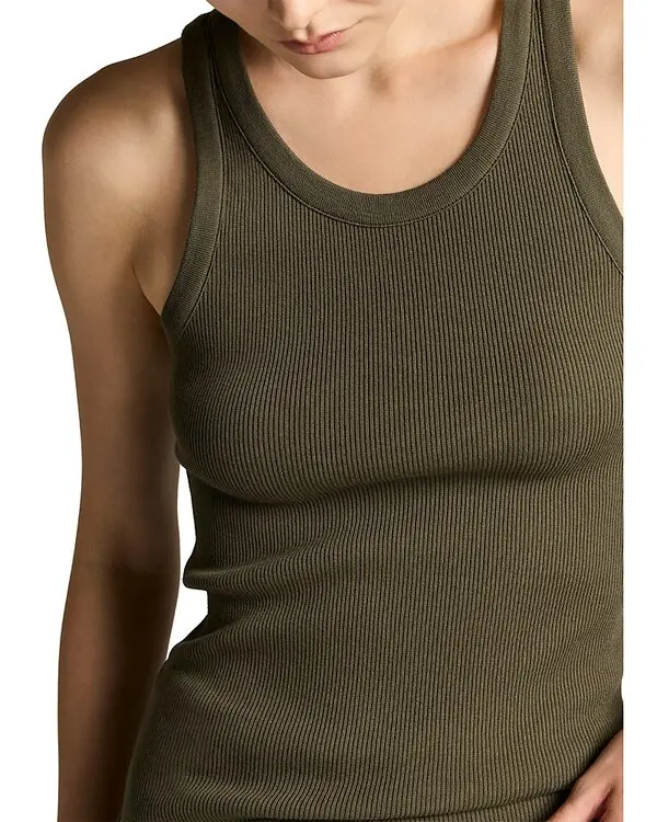 Vince Ribbed Scoop Neck Tank - Pine Grove
