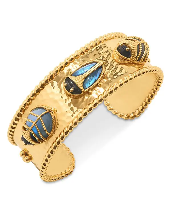 CAPUCINE DE WULF Scarab Family Gemstone Cuff Bracelet - Blue/gold