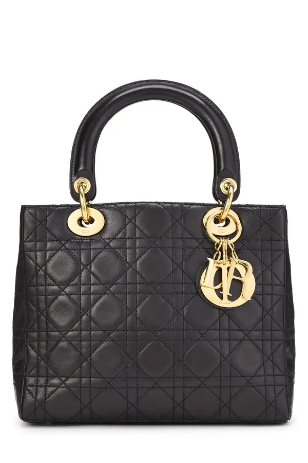 Dior Lady Cannage Quilted Bag - Black