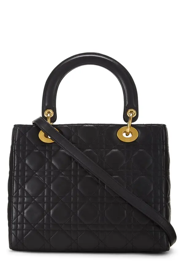 Dior Lady Cannage Quilted Bag - Black