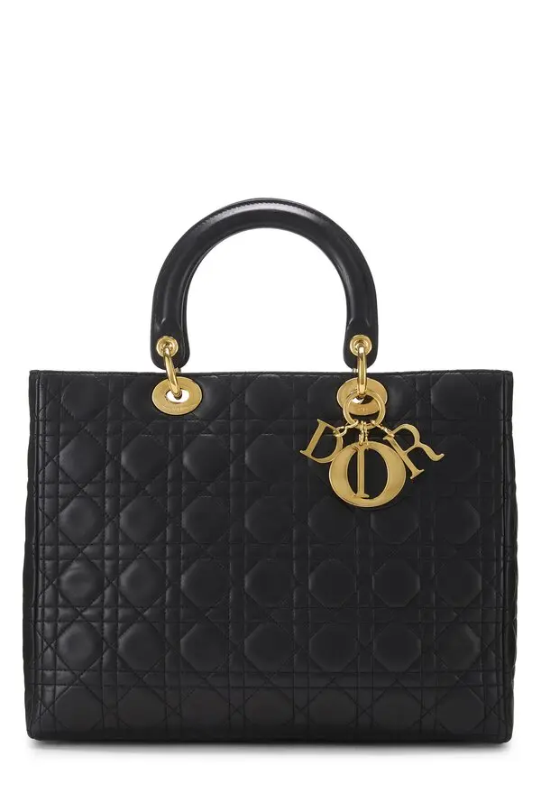 Dior Cannage Quilted Lambskin Lady - Black