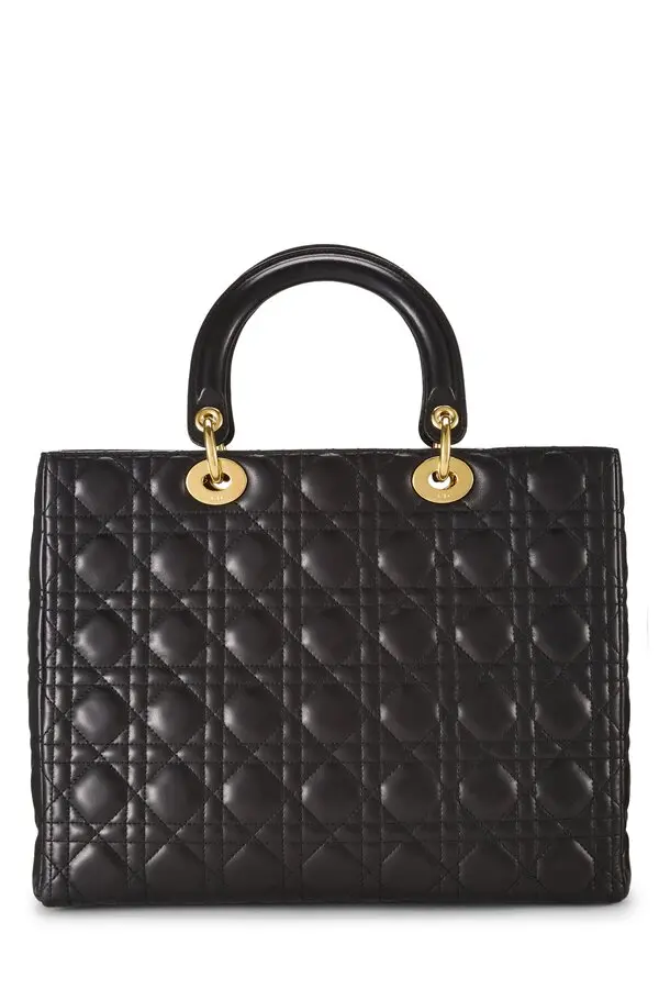 Dior Lady Cannage Quilted Lambskin Satchel - Black
