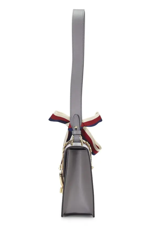 Gucci Leather Web Sylvie Shoulder Bag - Grey