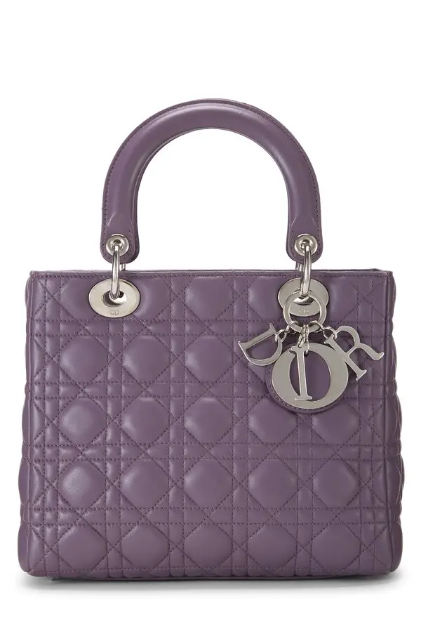 Dior Cannage Quilted Lambskin Lady - Purple